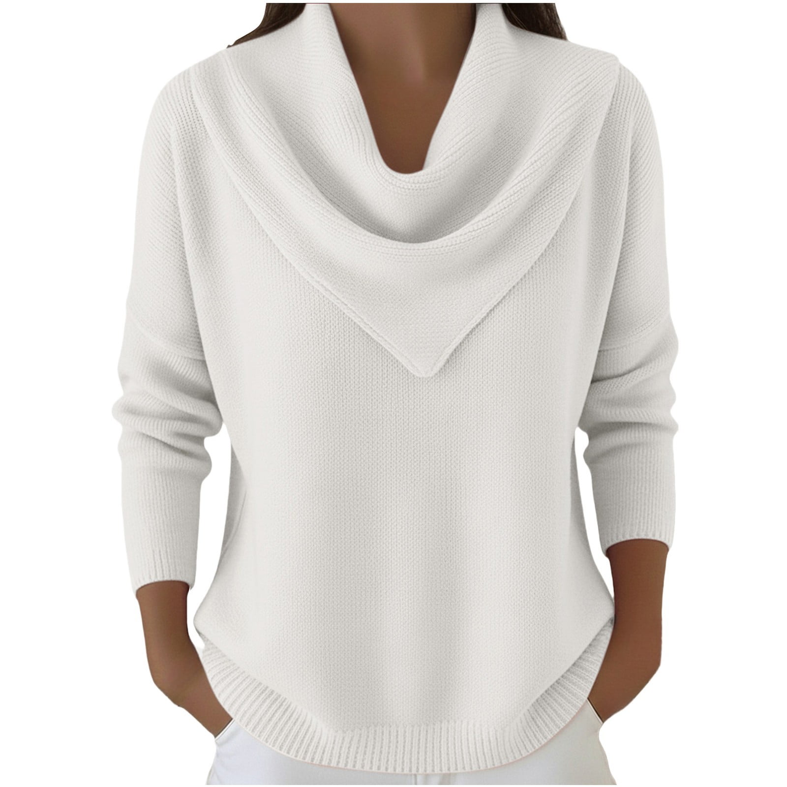 2026 New!Women's Cowl Neck Fisherman Sweater, Long Sleeve Trendy ...