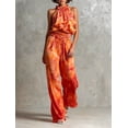 2026 New Women's Floral Print Halter 2-Piece Outfit, Ruffled Crop Top ...