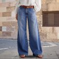 2026 New Women's High Waist Wide Leg Jeans, Light Wash Denim Palazzo ...
