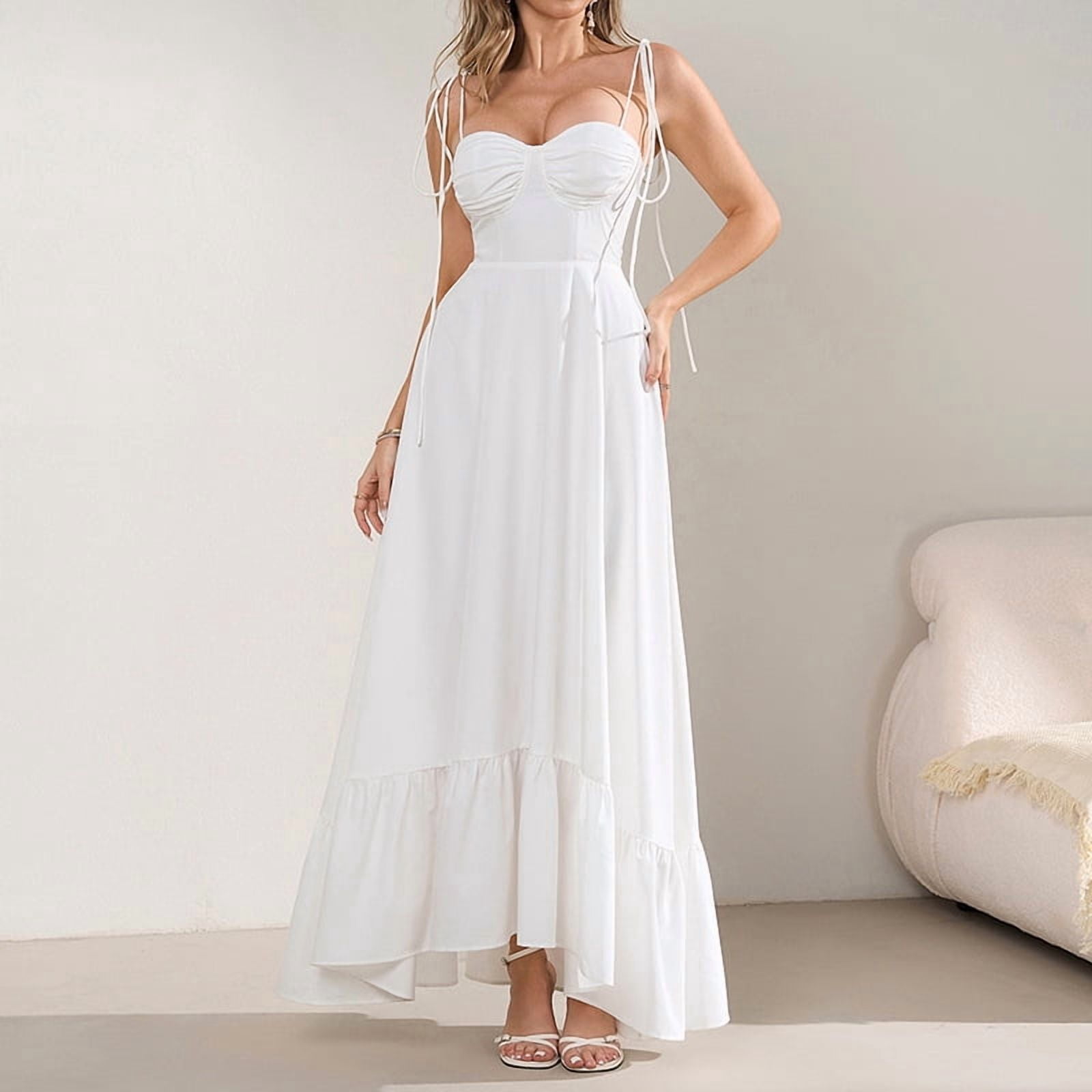 2026 New Women's Light Blue Smocked Bust Maxi Dress with Spaghetti Tie ...