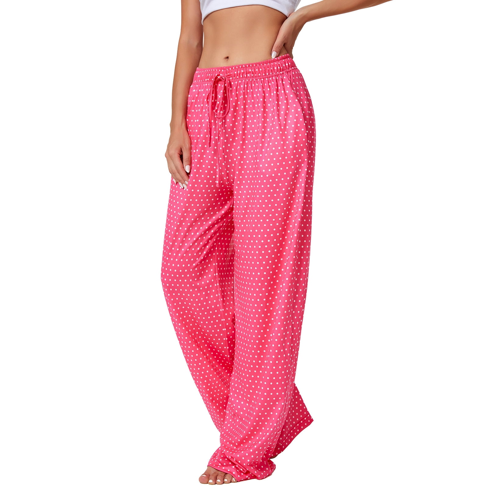 2026 New Women's Red Blue Plaid Pajama Pants Elastic Drawstring Wide ...