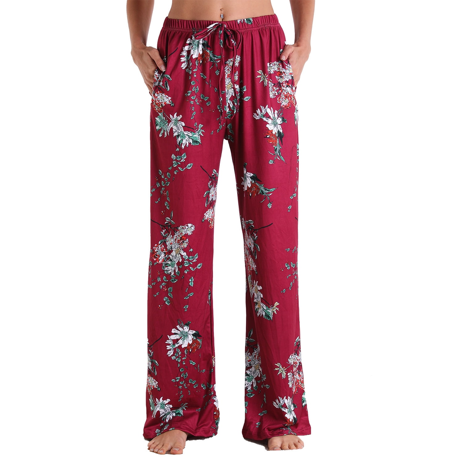 2026 New Women's Red Blue Plaid Pajama Pants Elastic Drawstring Wide ...