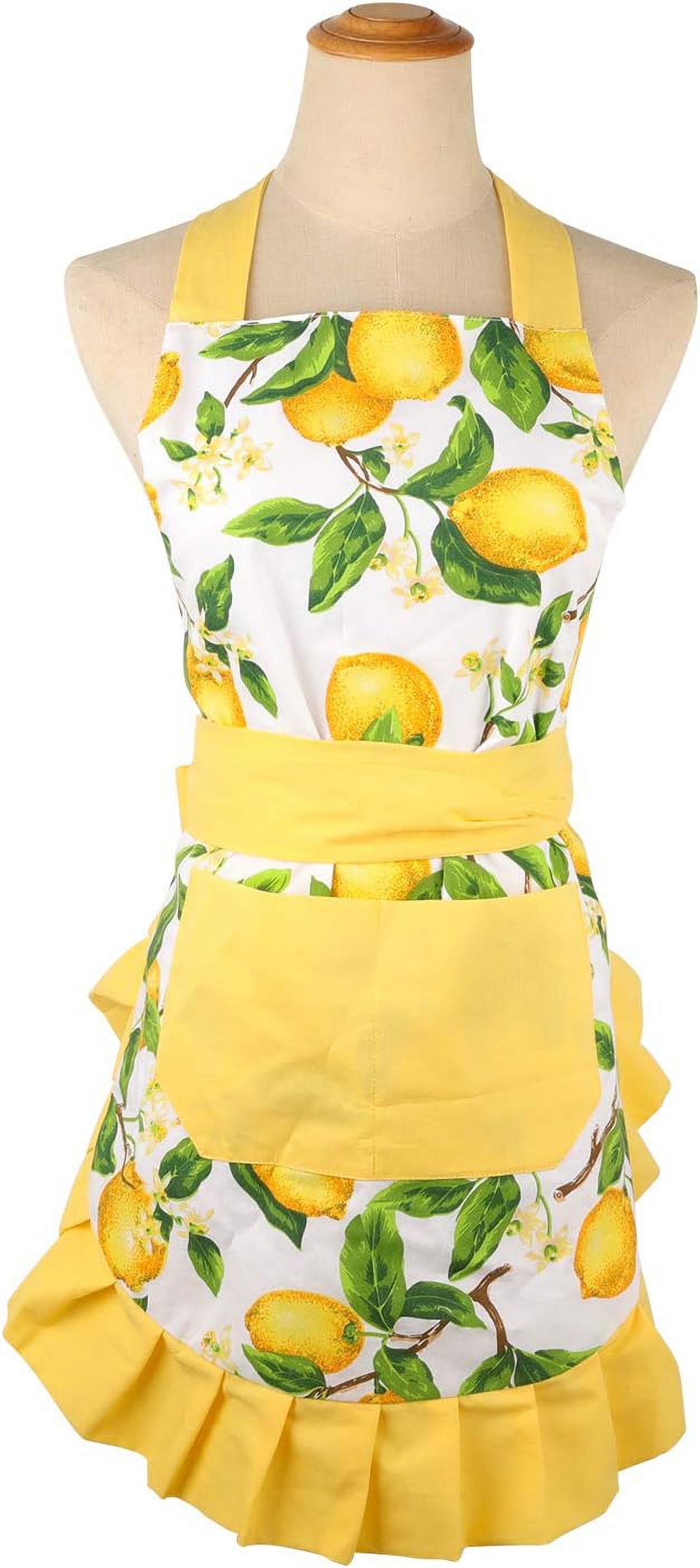 2026 New Women's Soft Heavy‑Duty Lemon Print Cotton Apron, Adjustable ...