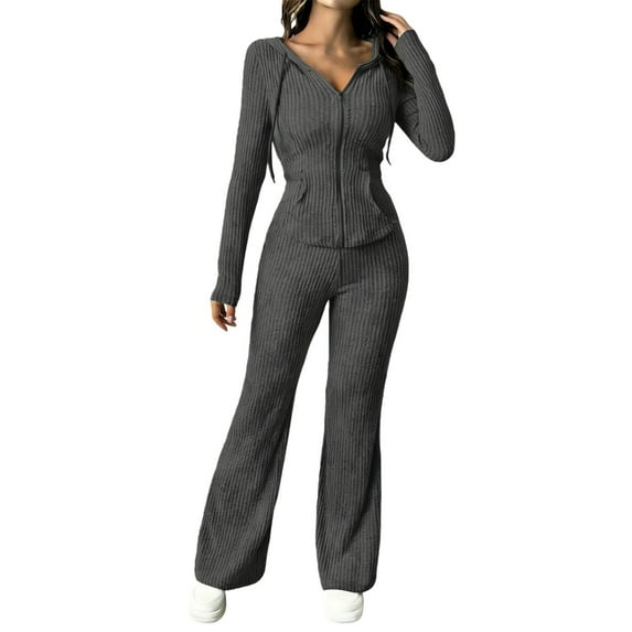 2026 New!Women's Strip Slimming Two Piece Set Casual Zipper Hoodie ...