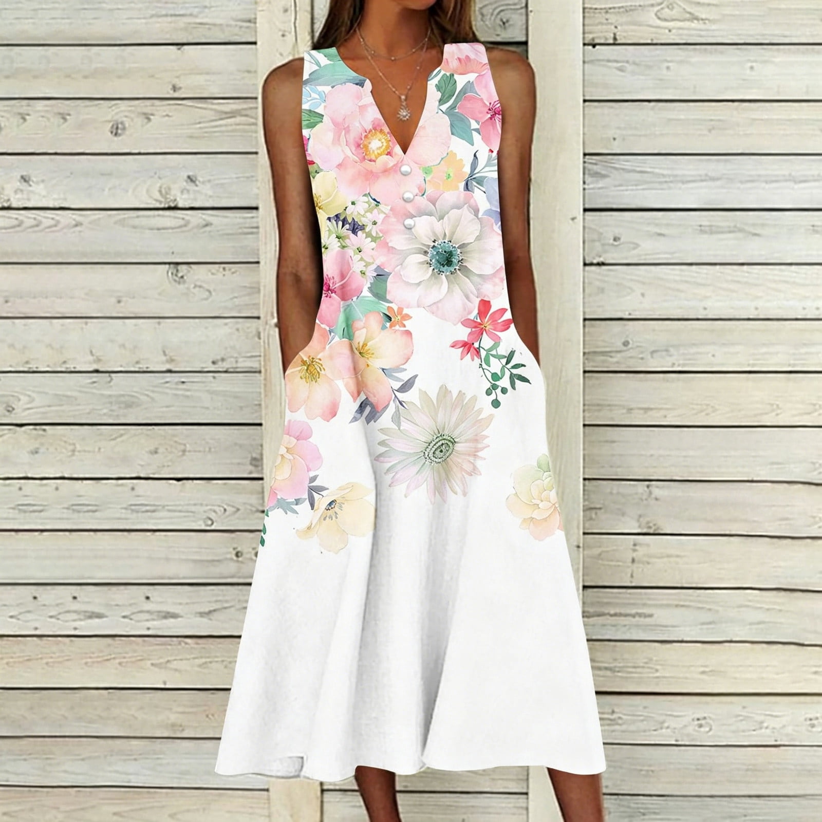2026 New Women's Summer Design Casual Dress Sleeveless V-Neck Dress ...