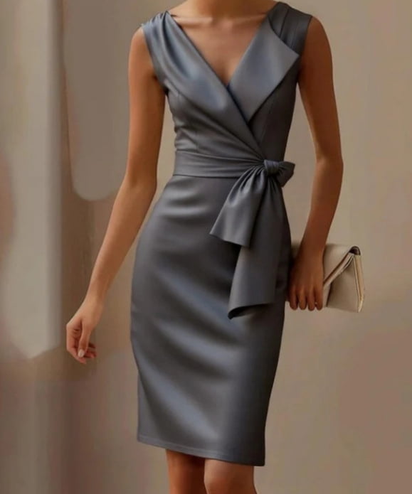 2026 New Women's White Boat Neck Sleeveless Bow Knot Bodycon Midi Dress ...