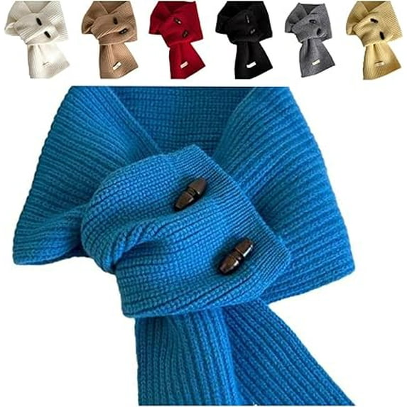 2026 New Women's Winter Warm Scarf with Wooden Buttons Knitted Neck ...