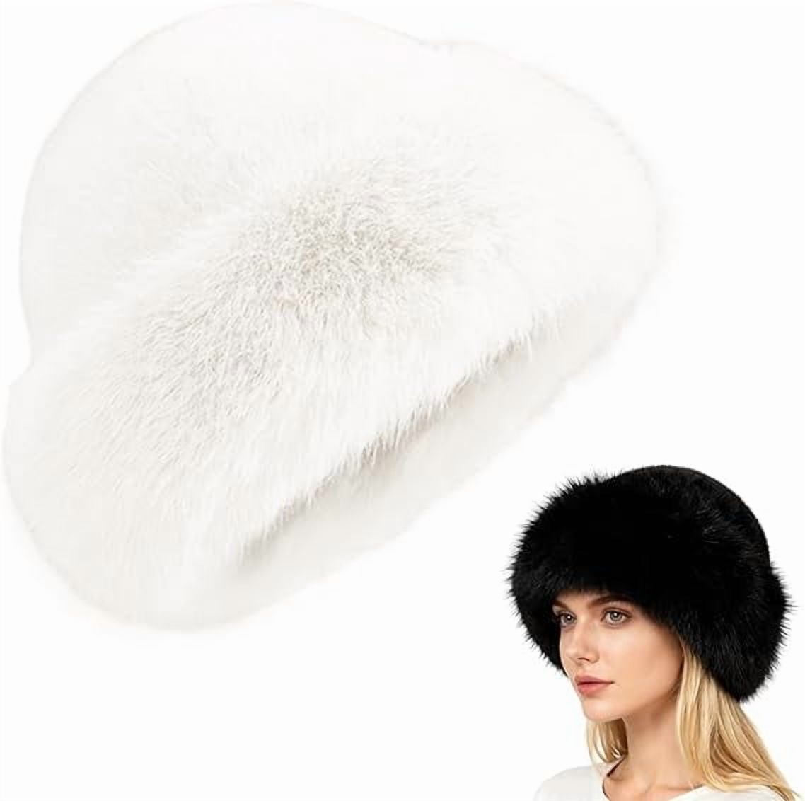 2026 New Womens Winter Faux Fur Bucket Hat, Warm Plush Faux Mink Fuzzy ...