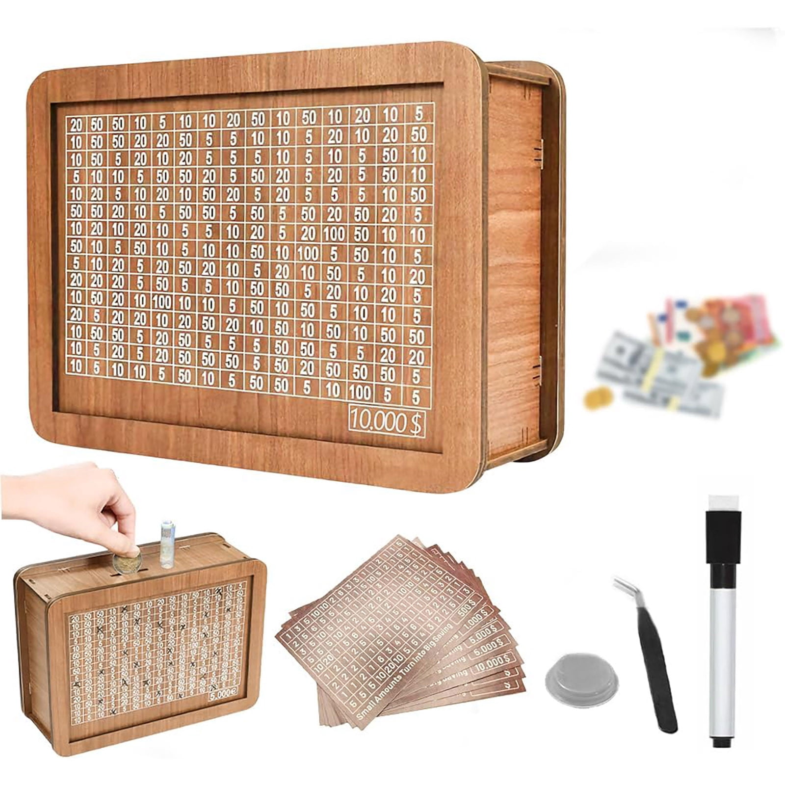 2026 New Wooden Money Box with Counter - Large Savings Challenge Box ...