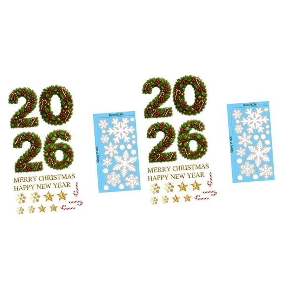 2026 New Year Christmas Sticker Set Reindeer Snowflake Pattern ...