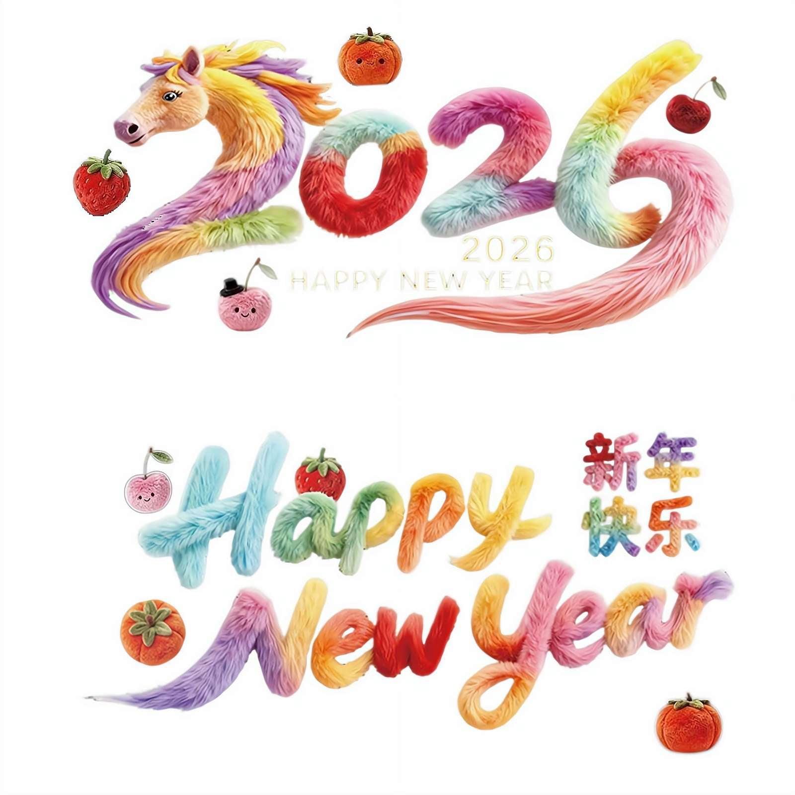 2026 New Year Window Stickers, Colorful Happy New Year Glass Stickers ...