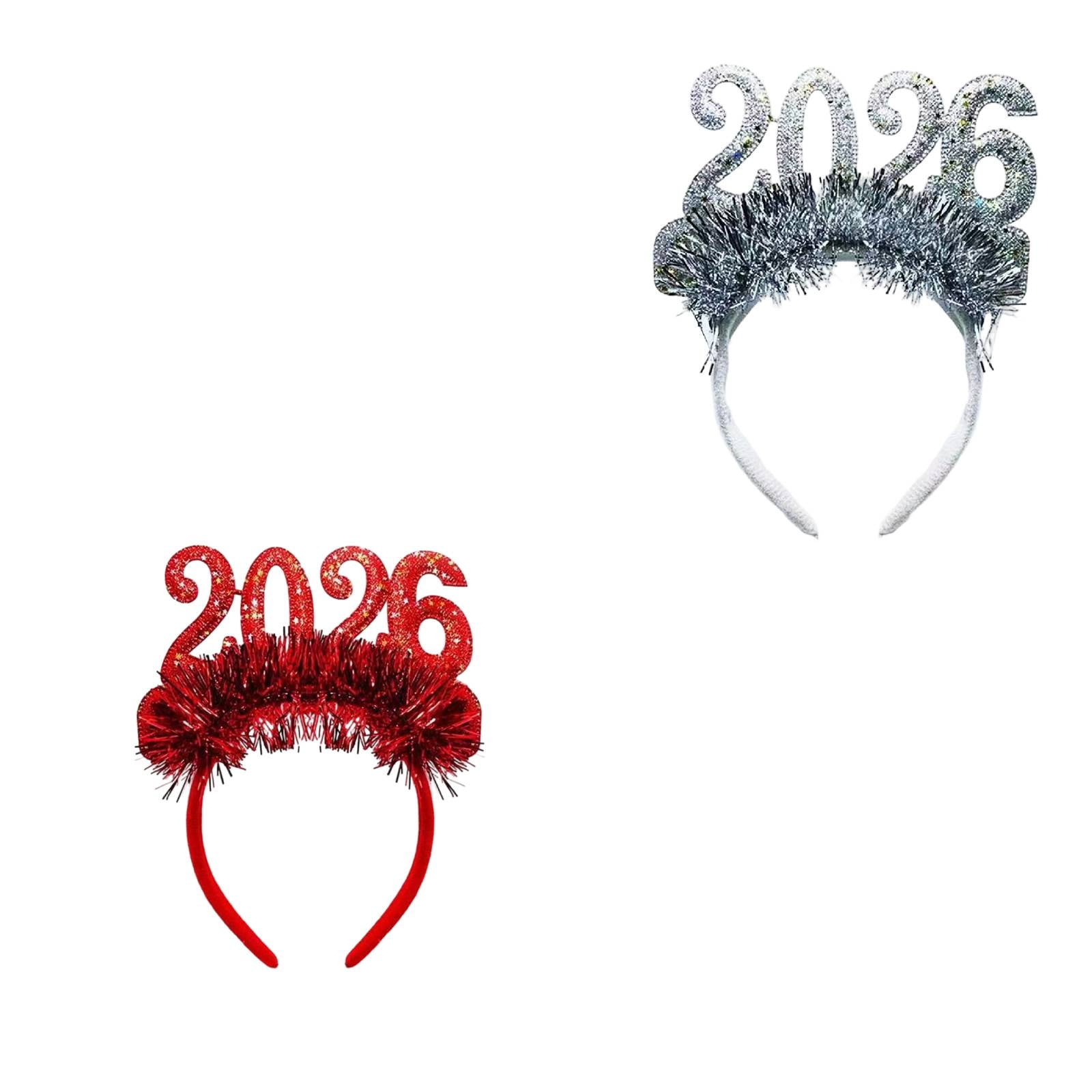 2026 New Years Headband for Women&Girl, Exquisite Red Glitter 2026 NYE ...