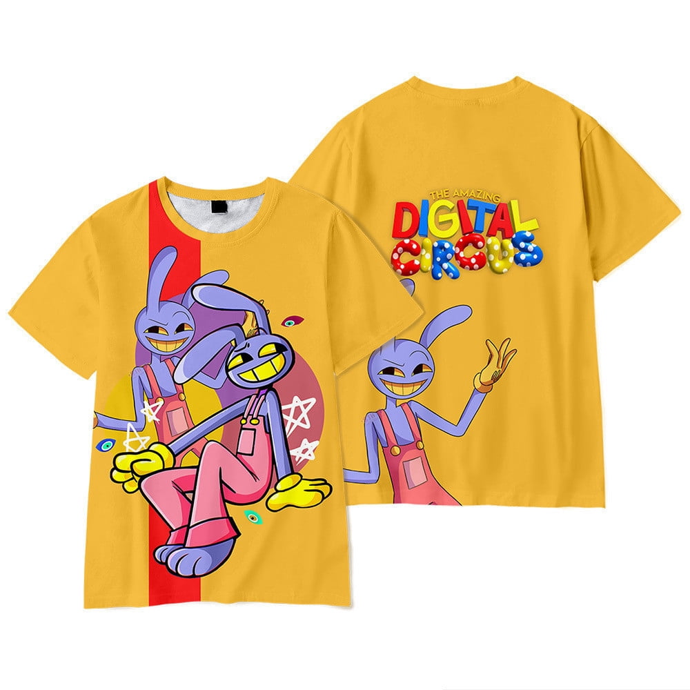 2026 New cartoon anime digital funny circus cute rabbit print crew neck ...