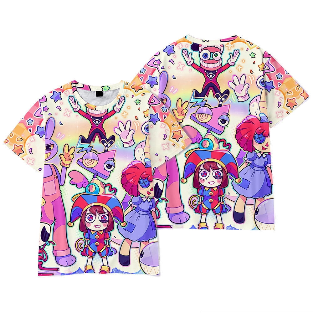 2026 New cartoon anime digital funny circus cute rabbit print crew neck ...