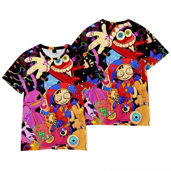 2026 New cartoon anime digital funny circus cute rabbit print crew neck ...