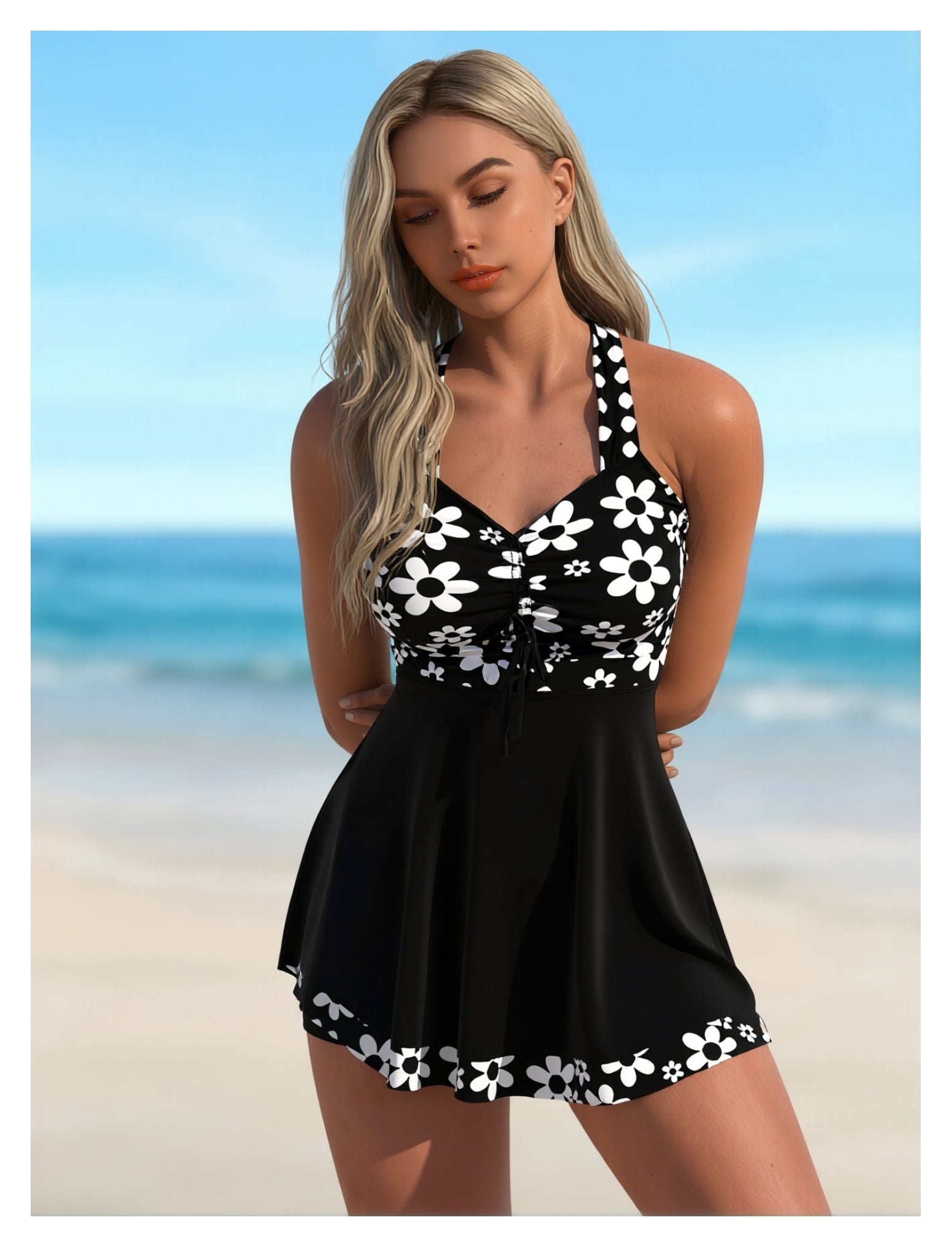2026 New module Tankini Swimsuit for Women - Polka Dot and Daisy Halter ...