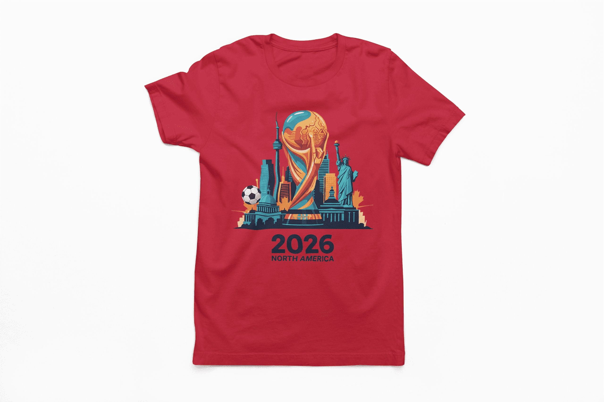 2026 North America Soccer Trophy Graphic T-Shirt World Football Fan Tee ...