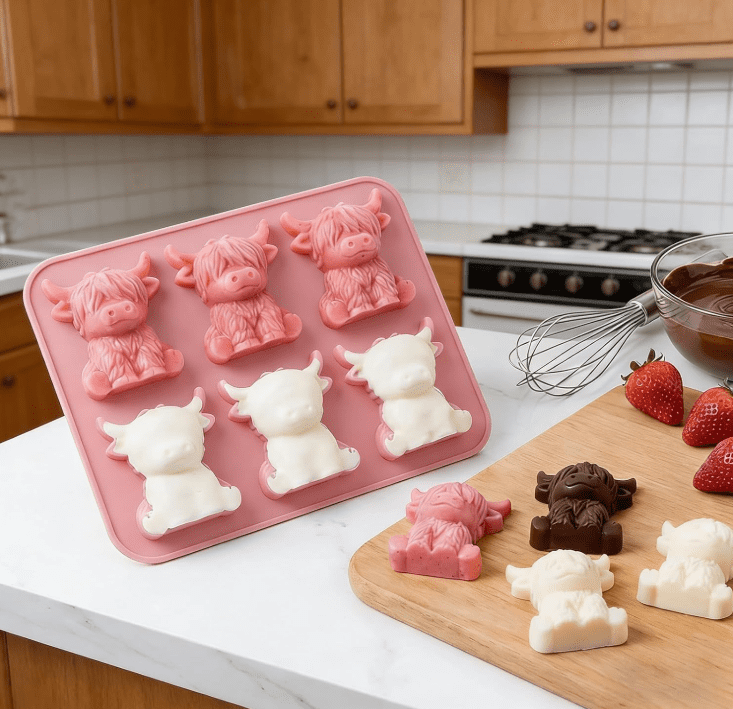 2026 Novelty Highland Cow Ice Cube Set - Multi-Use 6-Cavity Silicone ...