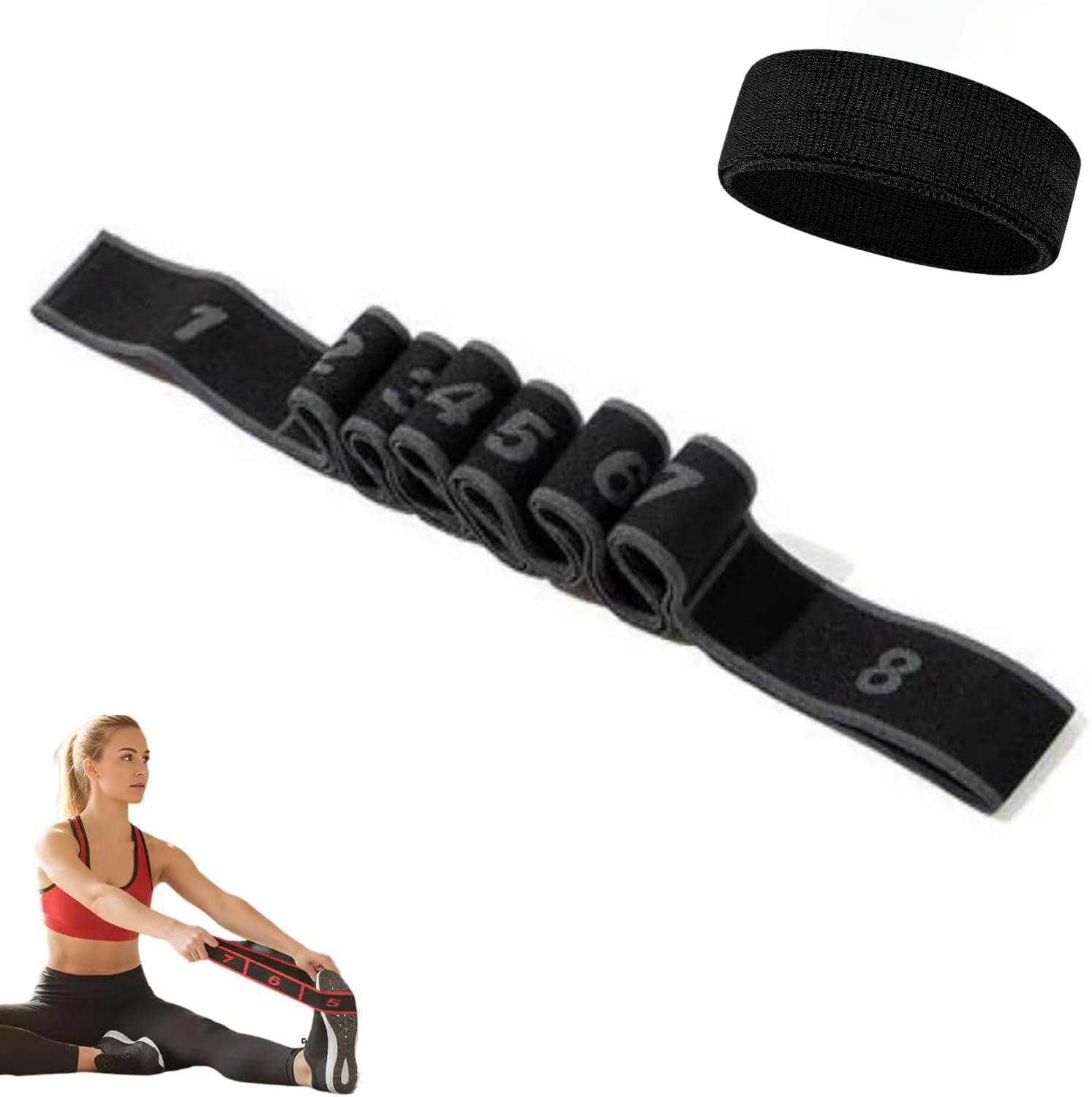 2026 Numbered Resistance Band, 8 Section Elastic Tension Band Exercise ...