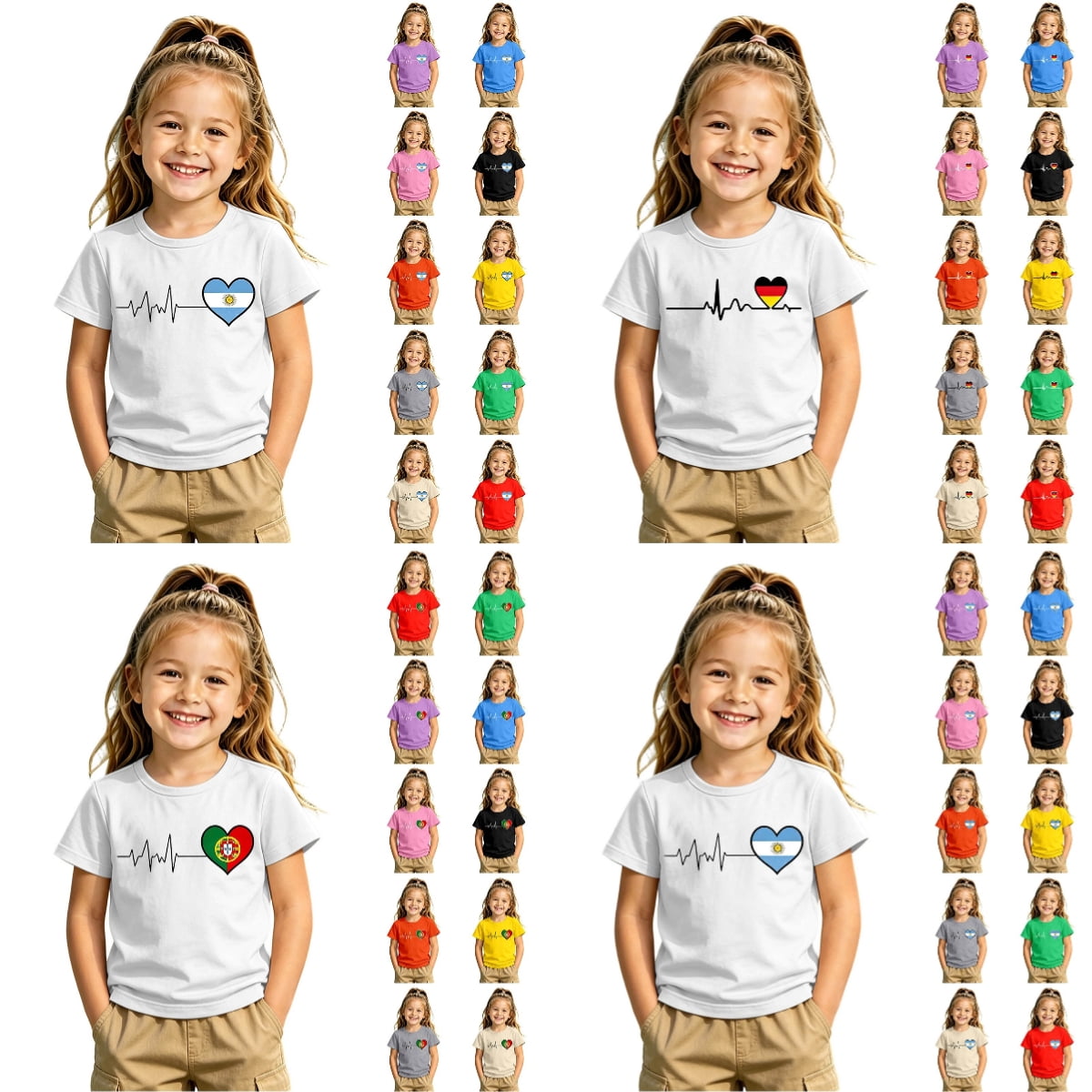 2026 Official Girls Short Sleeve Crewneck Graphic T‑Shirt Heartbeat ...