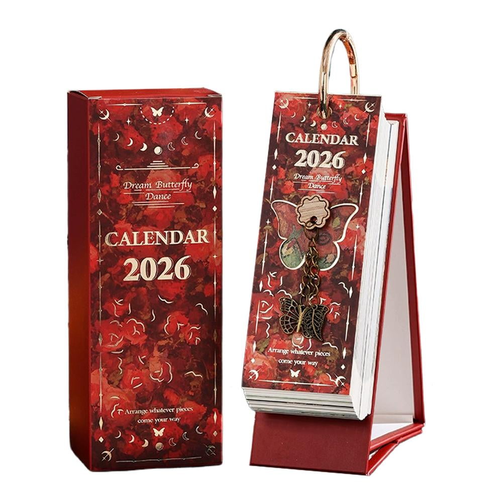 2026 One-Way Disposable Desktop Calendar Ornament with Retro Oil ...