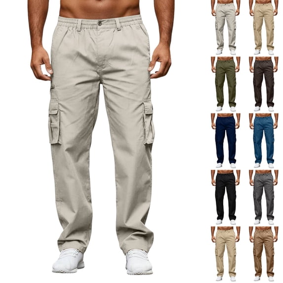 2026 Open Bottom Mens Cargo Pants Khaki Pants Casual Cotton Jogger ...