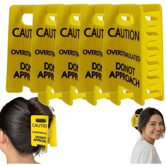 2026 Overstimulated Caution Sign Hair Claw Clip, Do Not Approach Sign ...