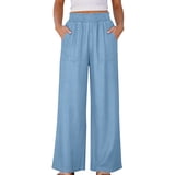2026 Pants for Women Elastic Waist Casual Summer Pants Loose Long Pant ...
