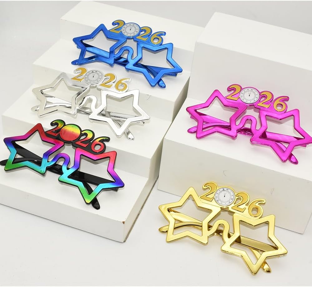 2026 Plastic Glasses Star Design Happy New Year's Eve Glasses ...