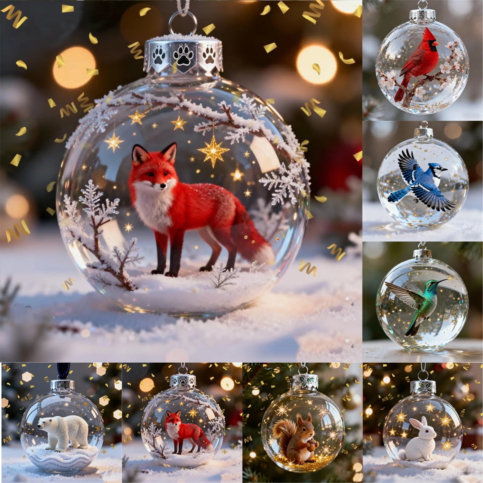 2026 Playful Animal 3D Glass Ball Decorations,2026 Wildlife Wonders ...