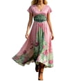 2026 Plus Size Womens Summer Dresses V Neck Ruffle Sleeve Floral Boho ...