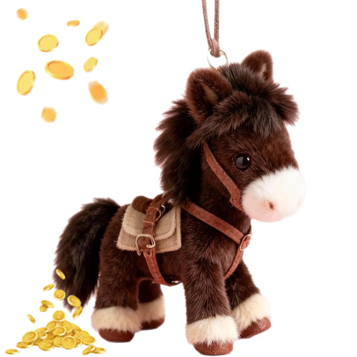 2026 Plush Pony Bag Charm and Keychain, Brown Pony Key Chain Backpack ...
