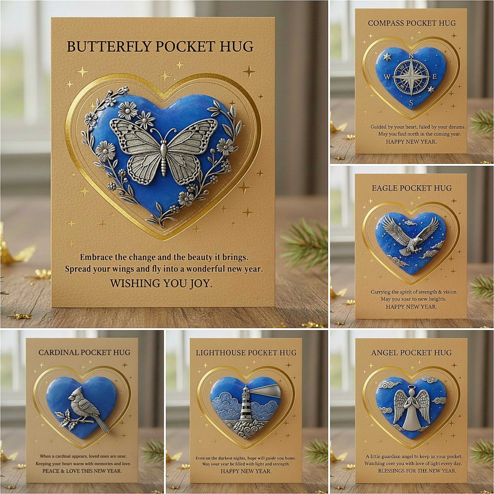 2026 Pocket Keepsake Heart Inspirational Year Gift Gold Accented Card ...