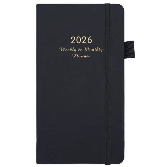 2026 Pocket Planner, Portable Weekly & Monthly Organizer, Leather Cover ...