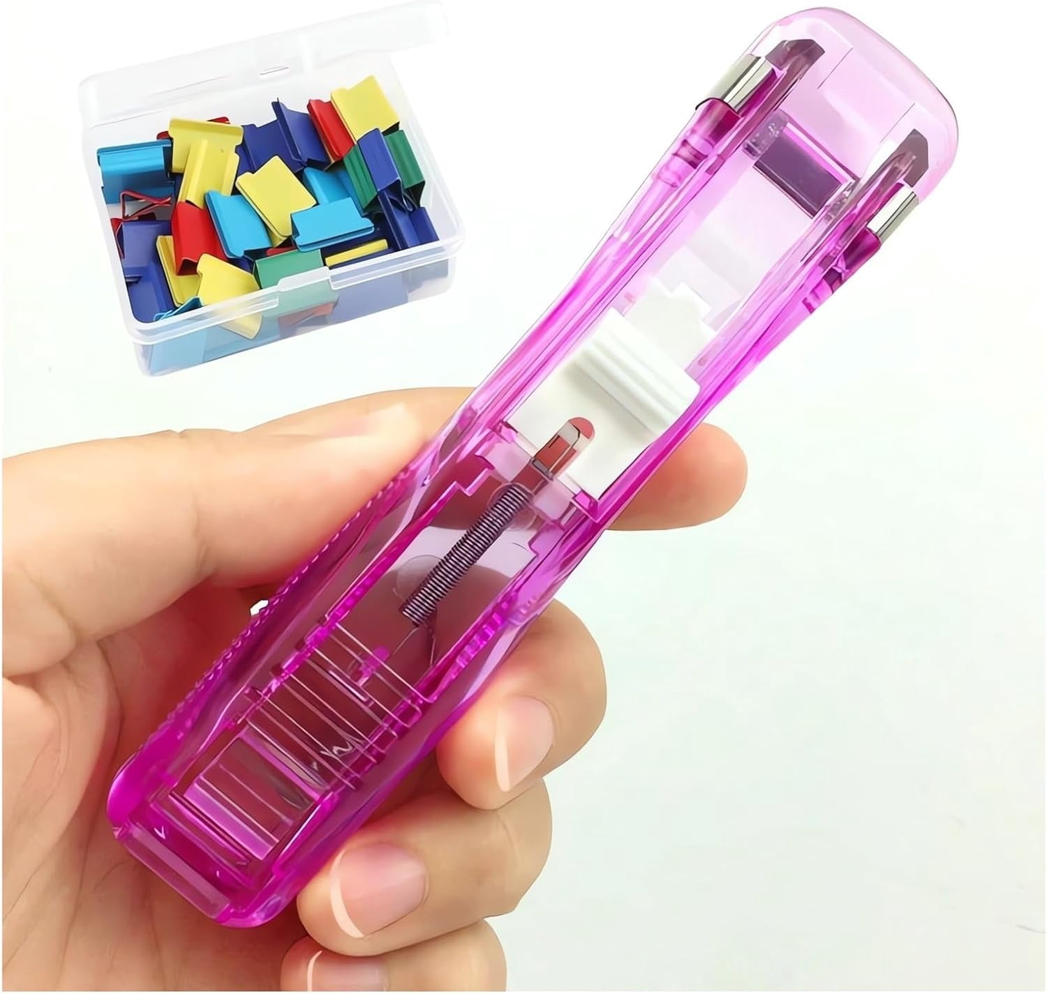 2026 Portable Binder Clip Stapler - Includes 50 Reusable Clips Desktop ...