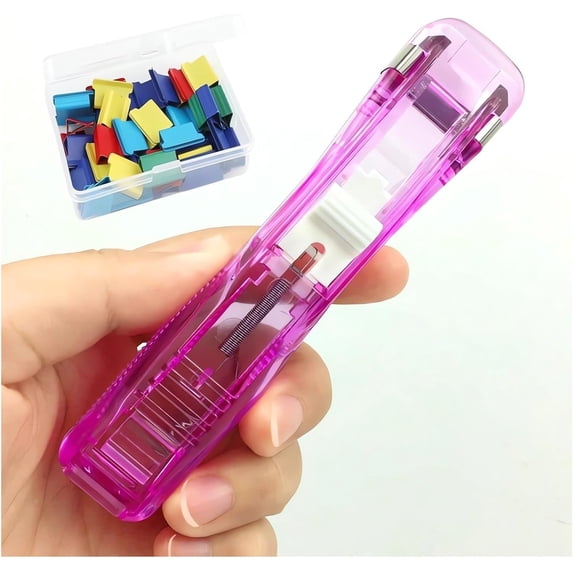 2026 Portable Binder Clip Stapler - Includes 50 Reusable Clips Desktop ...