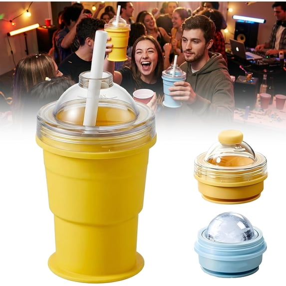 2026 Portable Foldable Ice Hockey Drink Cup With Ice Ball Mold ...