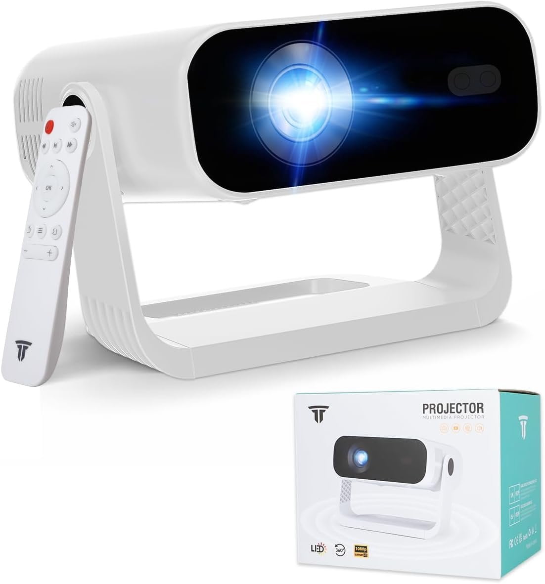 2026 Projector Android TV with WiFi 6 and 5.0 in 1000+ Apps 240 ANSI ...