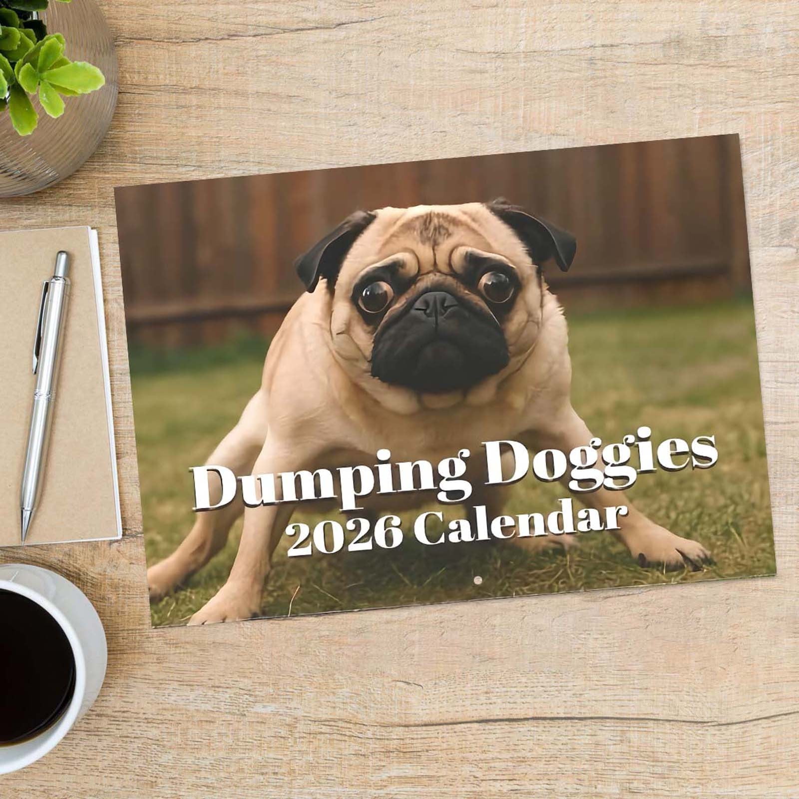 2026 Pug Calendar - Dog Breed Monthly Wall Calendar - 12" x 17" Open - Thick No-Bleed Paper ...