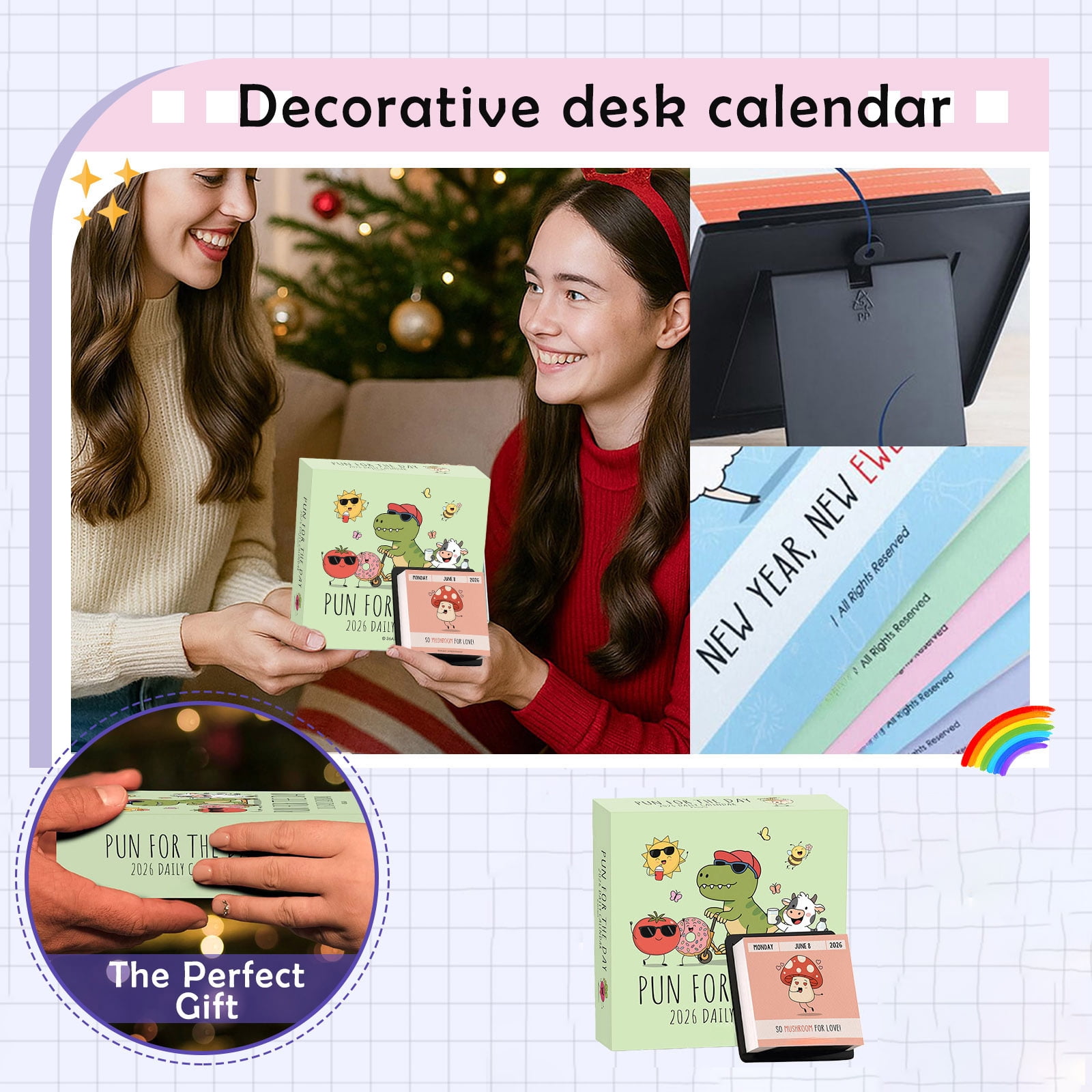 2026 Punny Incentive Cute Cartoon Funny Small Desktop Calendar with ...