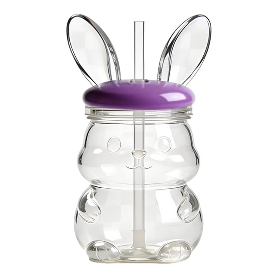 2026 Rabbit Cup Cute Rabbit Glass Cup with Reusable Glass Tumbler with ...