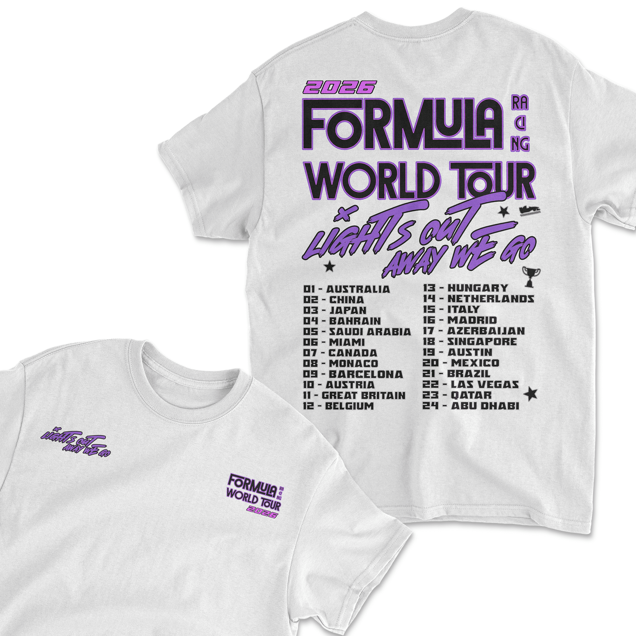 2026 Racing World Tour T Shirt Retro Inspired Racing Style Tee (White ...