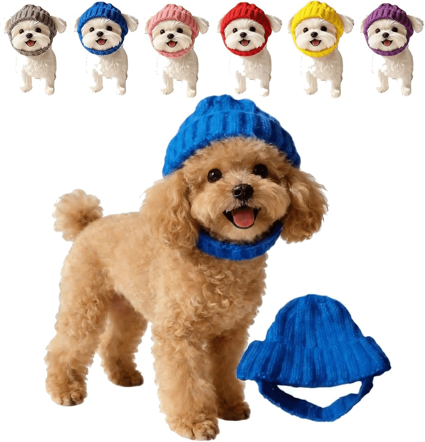 2026 Red Knit Dog Beanie with Ear Flaps - Double-Layer Warm Winter Pet ...
