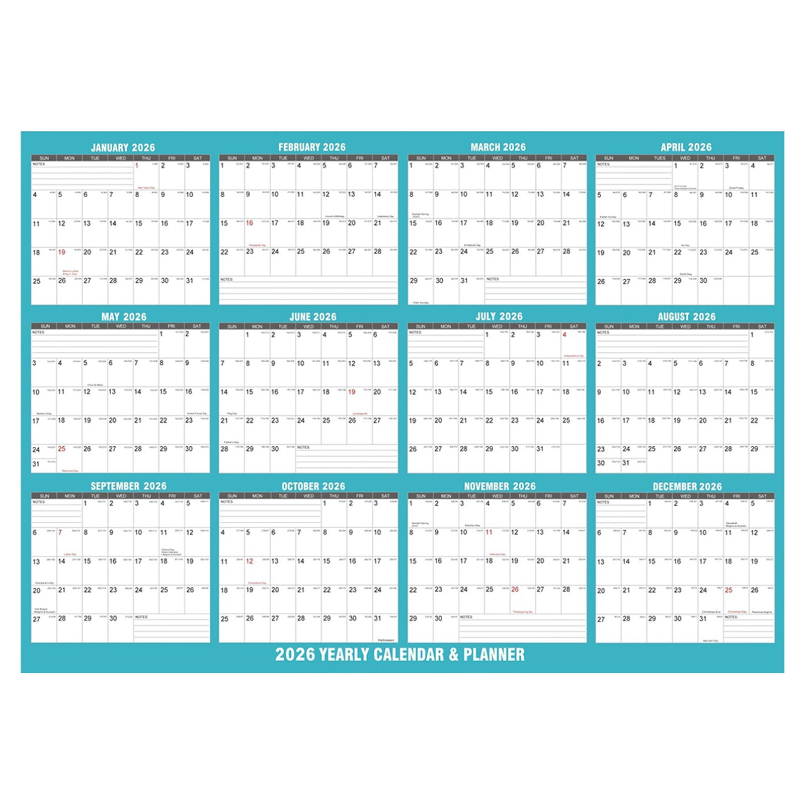 2026 Reusable Wall Calendar Double-Sided Erasable Planner with Hanging ...