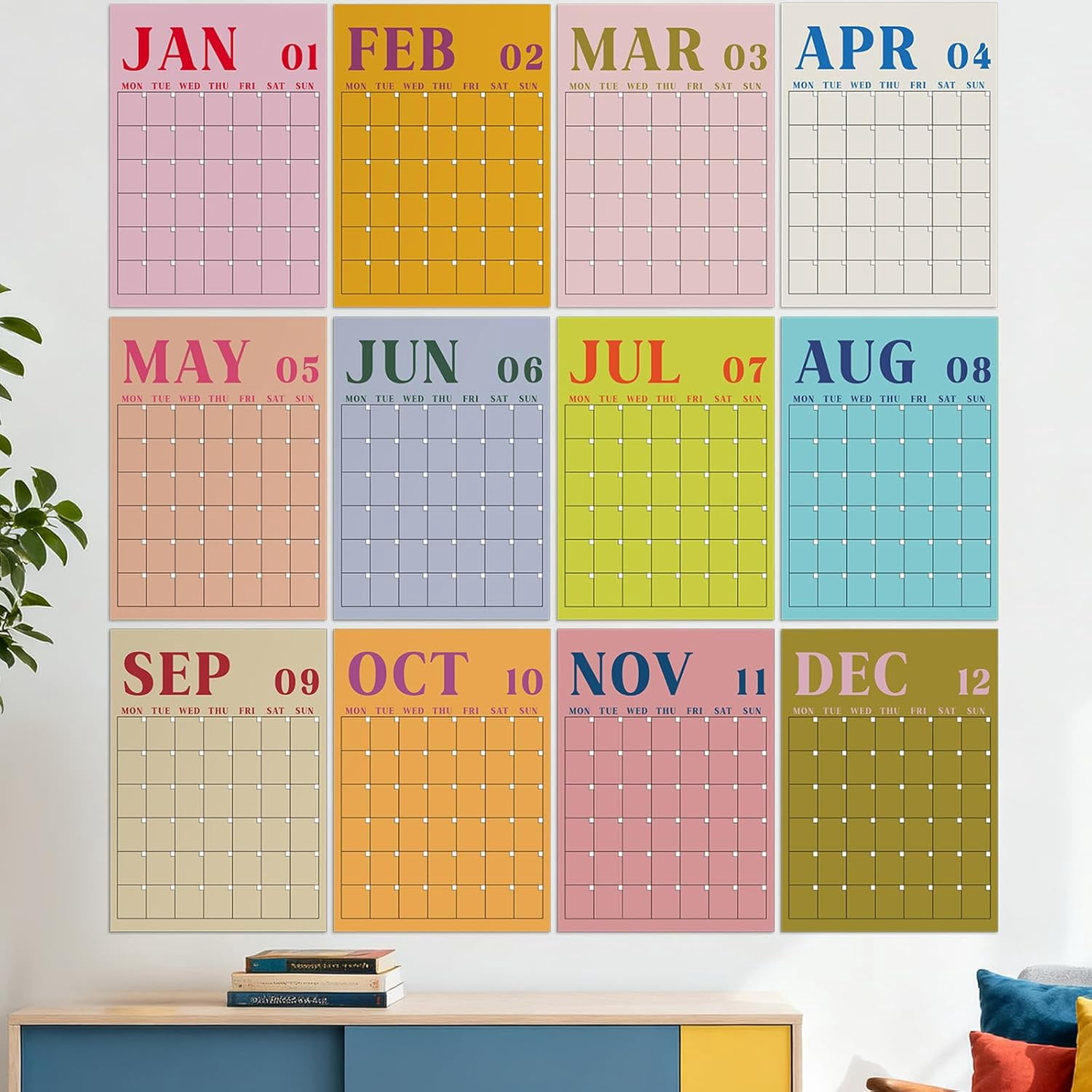 2026 Reusable Wall Calendar Undated Large Monthly Dry Erase Erasable ...