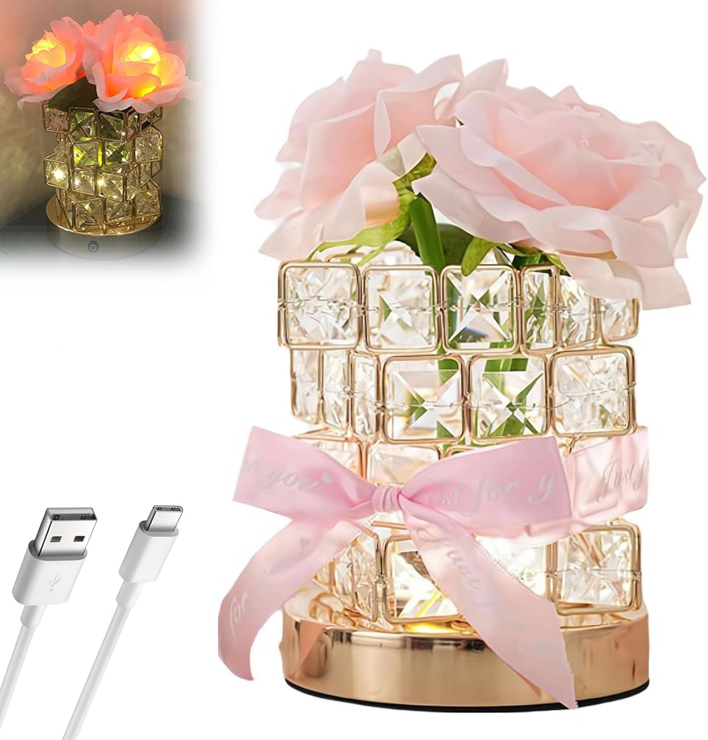 2026 Rose Lamp, Living Glow Rechargeable LED Color Changing Flower ...