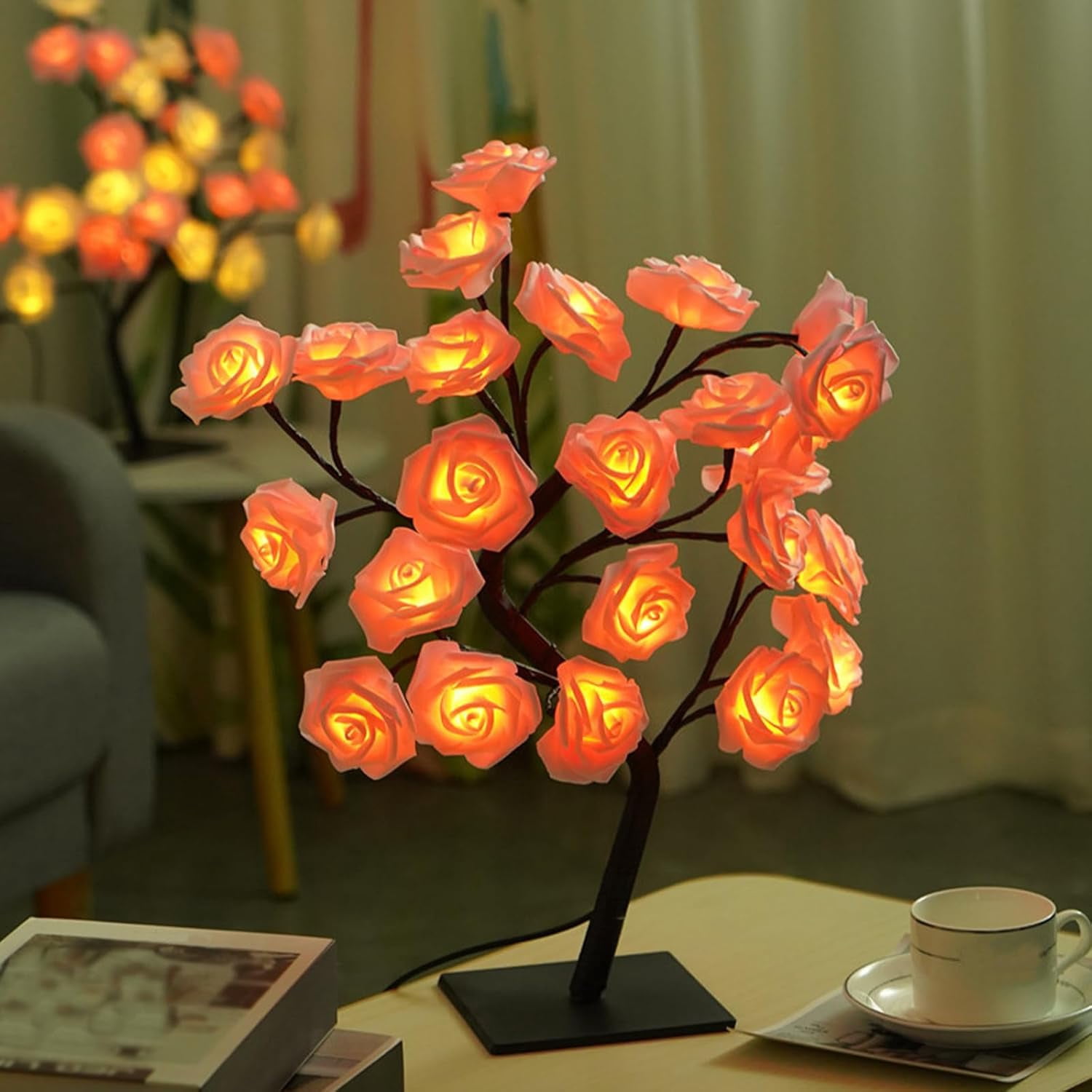 2026 Rose Tree Lamp, Multicolor Rose Table Lamp, Pink Flower Lamp Gift ...