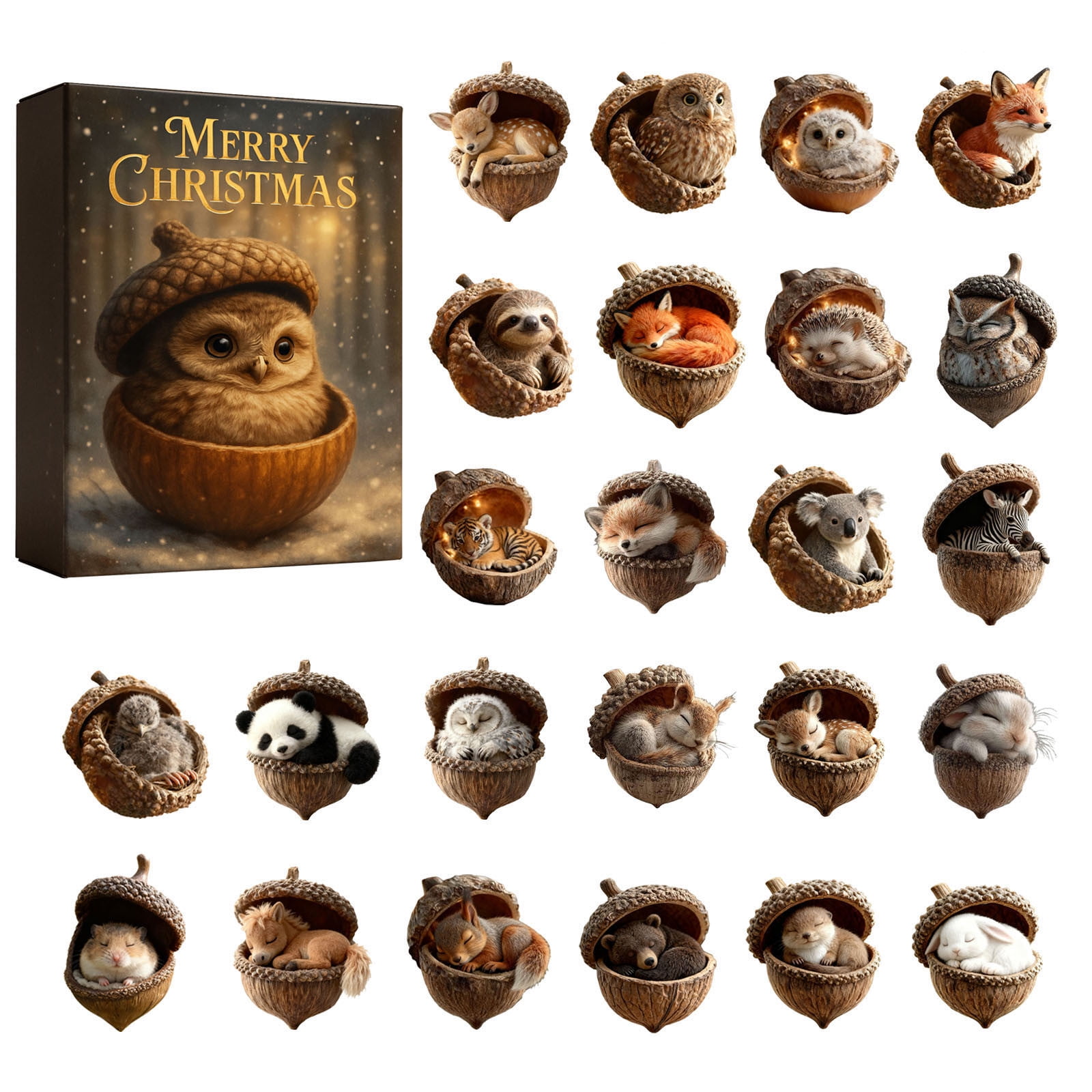 2026 Rustic Pinecone Animal Christmas Advent Calendar - Nature-Themed ...