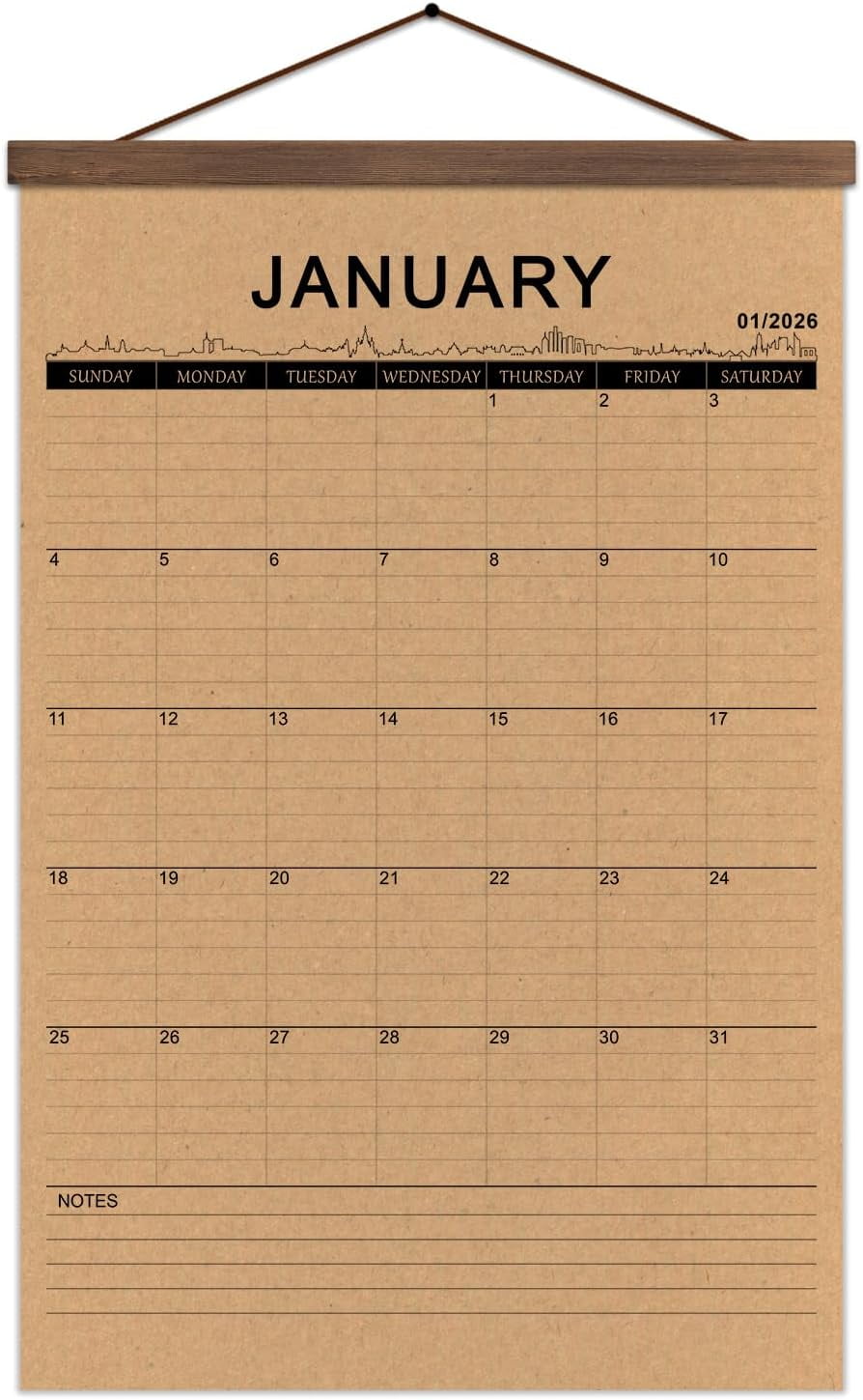 2026 Rustic Style Retro Calendar Planner Wall Desk Kraft Paper Monthly ...