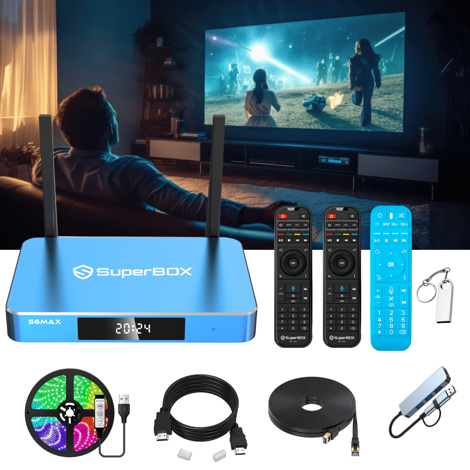 2026 S6max Android Superbox TV System Accessories Box with Colorful ...